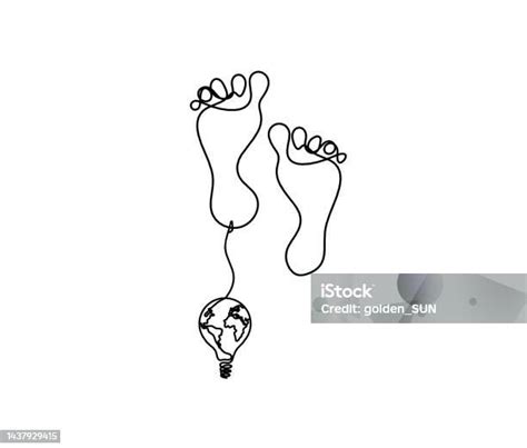 Silhouette De Pied Abstrait Avec Ampoule Globe Comme Dessin Au Trait