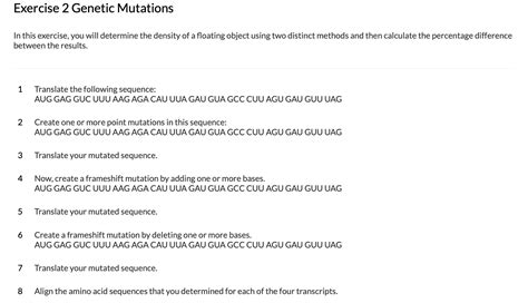 Solved Exercise 2 Genetic Mutations In This Exercise You