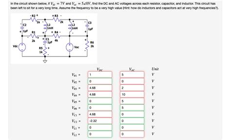 Solved In The Circuit Shown Below If Vdc 7V And Vac Chegg Com
