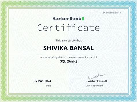 Shivika Bansal On Linkedin Hackerrank Sqlqueries Hackerrankcertified