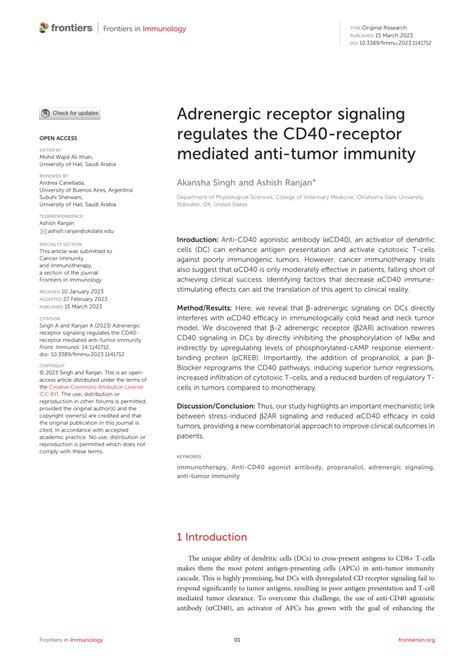 Pdf Adrenergic Receptor Signaling Regulates The Cd40 Receptor