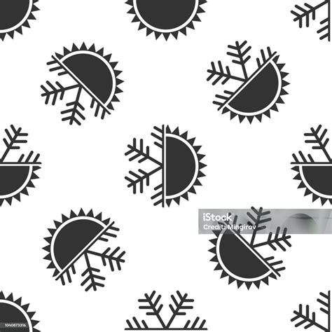 冷熱符號太陽和雪花圖示在白色背景上無縫圖案冬夏象徵平面設計向量插圖向量圖形及更多互聯網圖片 互聯網 冬天 冰 Istock