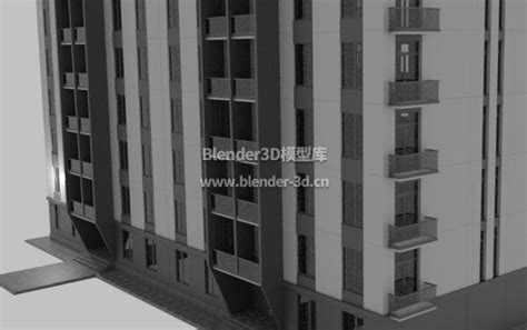 Blender 联排公寓楼楼房住宅房屋3d模型素材资源免费下载 Blender3d模型库