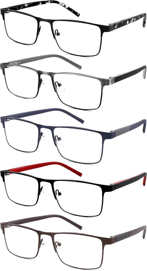 Rdgnbu 5 Pack Reading Glasses For Menblue Light Blocking