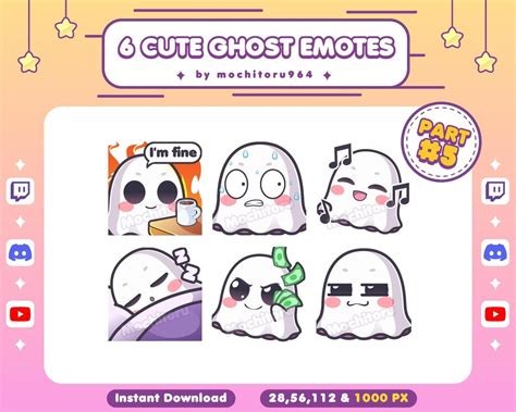 6x Cute Ghost Emotes Part 5 Chibi Emotes Halloween Emotes Cute
