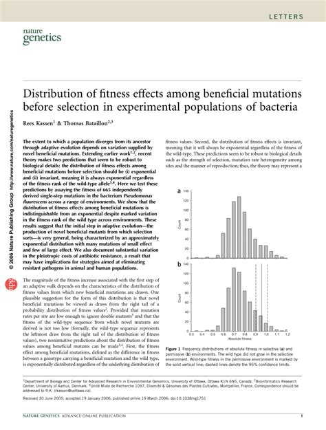 Pdf Distribution Of Fitness Effects Among Beneficial Mutations Before