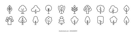 Tree Line Icons Bundle Editable Stroke Stock Vector Royalty Free Shutterstock