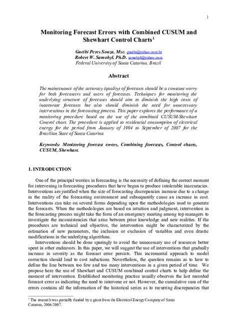 Pdf Monitoring Forecast Errors With Combined Cusum And Shewhart Control Charts