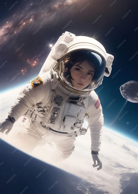 Premium Ai Image A Girl In A Space Suit With A Space Ship In The