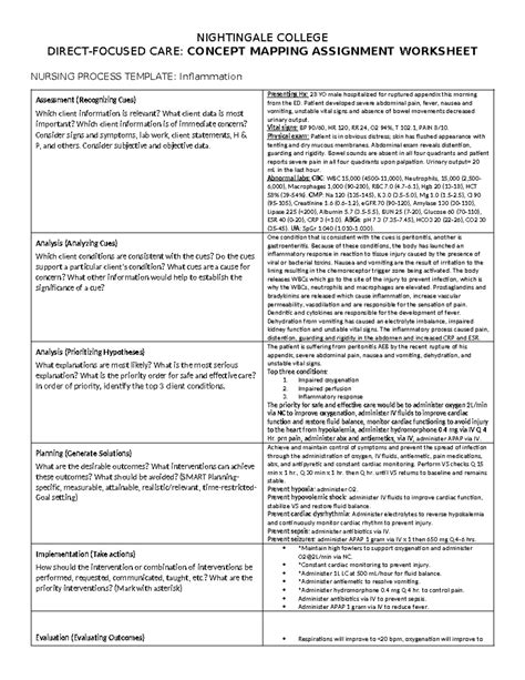 Concept Map Week 8 Inflammation Nightingale College Direct Focused
