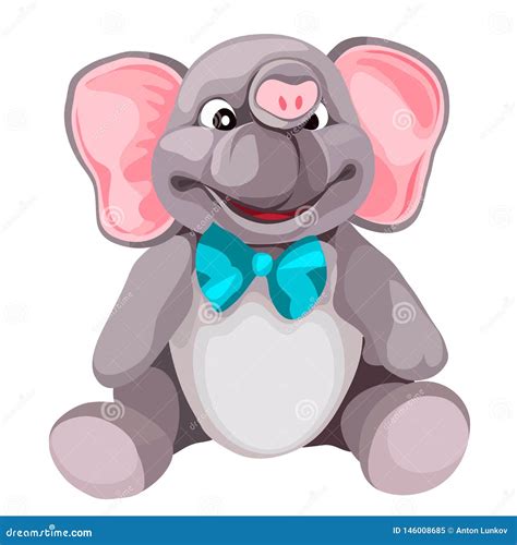 Brinquedo Cinzento Do Elefante Do Luxuoso Macio Isolado No Fundo Branco