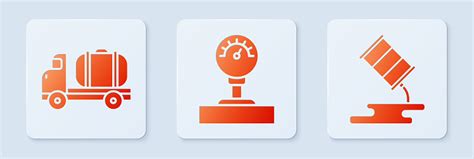 게이지 스케일 탱커 트럭 및 배럴 오일 누출설정 흰색 정사각형 버튼 벡터 가솔린에 대한 스톡 벡터 아트 및 기타 이미지 가솔린 계기판 차량 부분 계기판 측정기