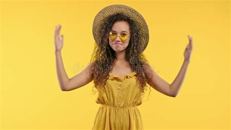 Big Large And Small Tiny Concept Woman Showing Difference Between Invisible Abstract Subject Or