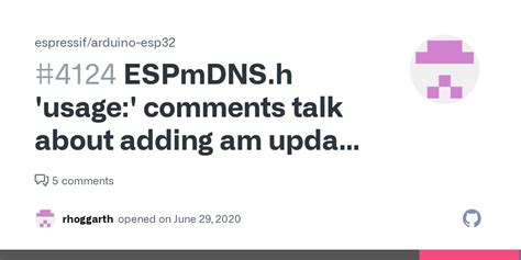 ESPmDNS H Usage Comments Talk About Adding Am Update Method To The Loop But There Is No