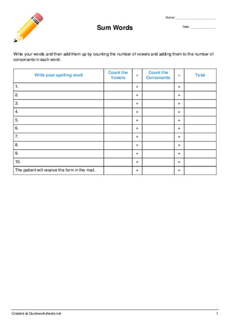 Sum Words Fully Customisable Worksheet Quickworksheets