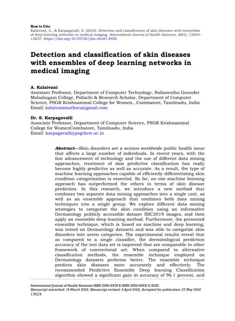 Pdf Detection And Classification Of Skin Diseases With Ensembles Of