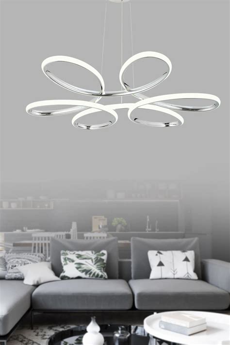 Dekorluna Flora Krom Modern Sarkıt Beyaz Işık Led Avize Salon Mutfak
