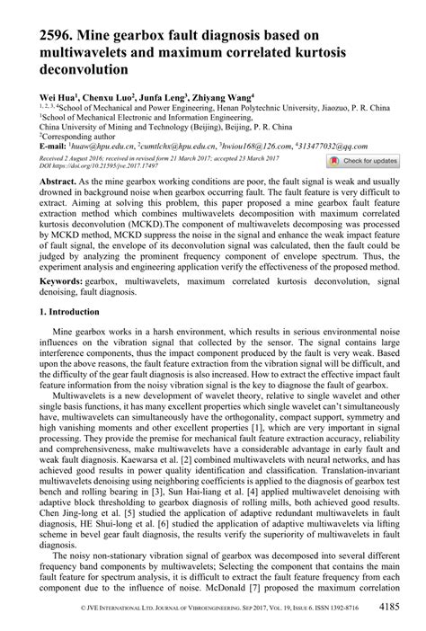 Pdf Mine Gearbox Fault Diagnosis Based On Multiwavelets And Maximum Correlated Kurtosis