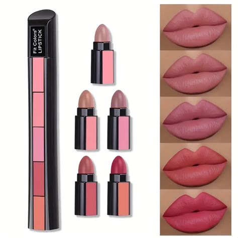 6 Color Lipstick Set 6 Sections Velvet Revealing Color Nonstick Cup Lip Gloss Pencil Waterproof