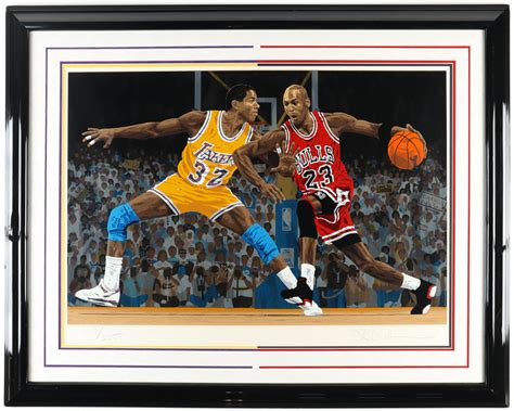 Rick Rush Signed Michael Jordan Vs Magic Johnson Shooting Stars