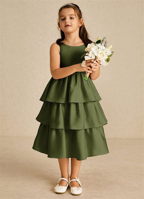 Azazie Margie Olive A Line Bow Stretch Satin Dress Azazie