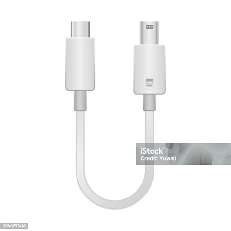 Simple Illustration Of A White Conversion Cable From Usb Typec To Mini