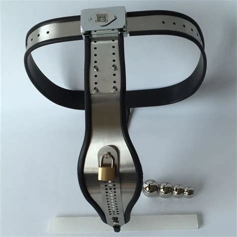 Women Use Stainless Steel Chastity Belt With Anal Plug Sex Toy For