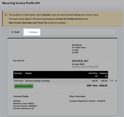 Set Up A New Recurring Invoice Profile And Send Recurring Invoices