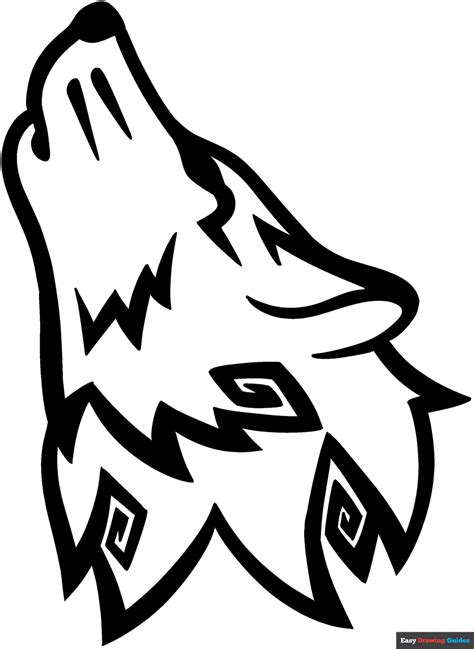 How To Draw A Tribal Wolf Really Easy Drawing Tutorial