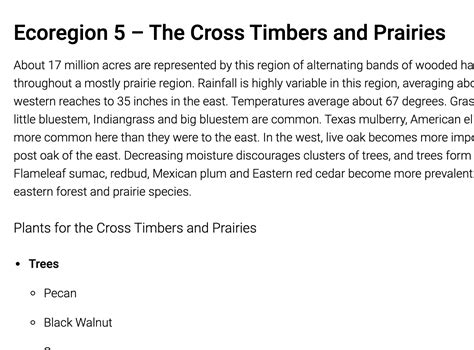 Plant Guidance By Ecoregion The Cross Timbers And Prairies