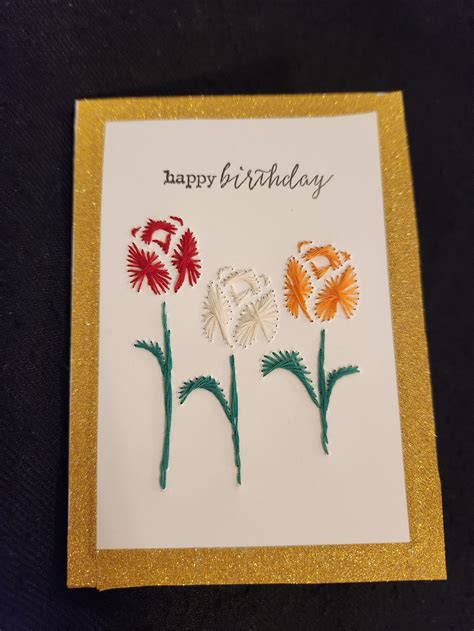 3 Tulips String Art Greeting Card Etsy