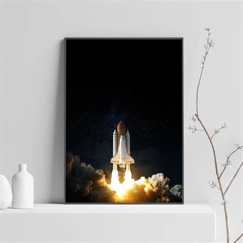 Apollo 11 Space Shuttle Launch Poster T For Space Enthusiast Wall Art Trendy Rocket Poster