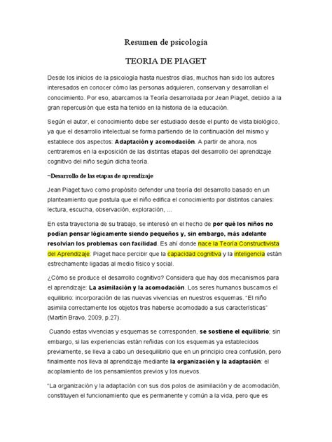 Resumen De Psicología Pdf Aprendizaje Pensamiento