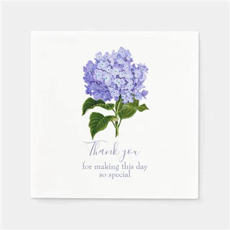 Botanical Lavender Hydrangea Script Thank You Napkins Zazzle