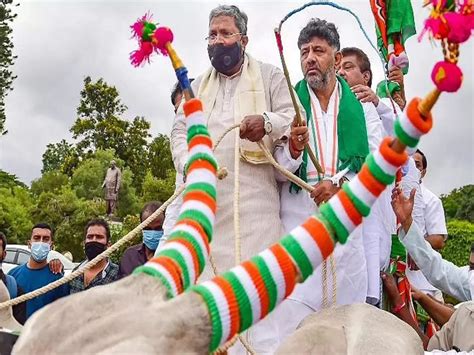 Congress Congress Leaders Ride Bullock Carts To Protest Fuel Price Hike