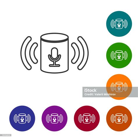 회색 음성 길잡이 라인 아이콘 흰색 배경에 고립입니다 음성 제어 사용자 인터페이스 스마트 스피커 벡터 일러스트 0명에 대한 스톡 벡터 아트 및 기타 이미지 Istock
