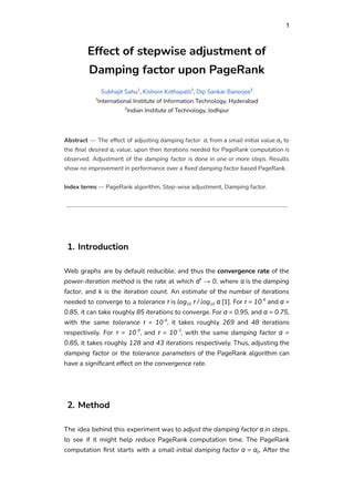 Effect Of Stepwise Adjustment Of Damping Factor Upon PageRank REPORT