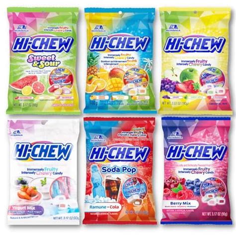 Hi Chew Candy Variety Pack 6 Different Flavors Japanese Chewy Taffy Style Candy