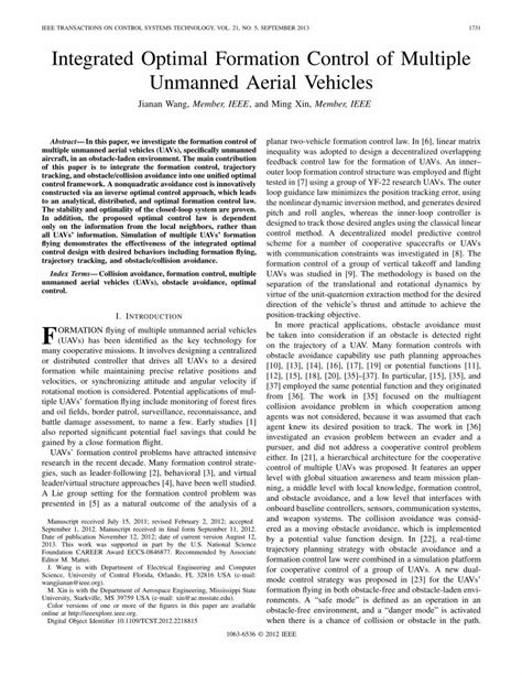 Pdf Integrated Optimal Formation Control Of Multiple Unmanned Aerial Vehicles Dokumentips