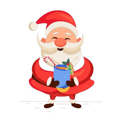 Papá Noel Con Regalos Vector Aislado Sobre Fondo Blanco Vector Premium