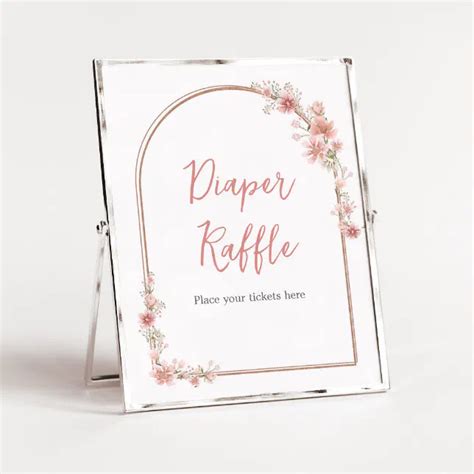 Blush Pink Floral Arch Baby Shower Diaper Raffle Poster Zazzle