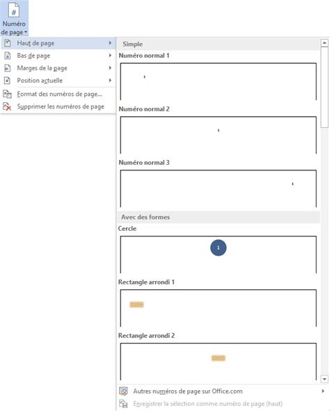 Word Numérotation des pages Médiaforma