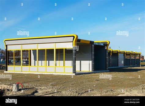 Construction Site Of New Modern Large Multi Bay Self Clean Coin Operated Car Wash Service