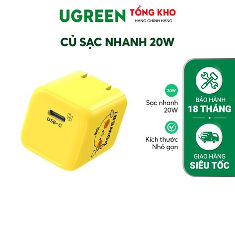 Củ Sạc Nhanh Mini Ugreen 20w Cd249 Cổng Usb Type C Chân Cắm Us Gập Gọn Bảo Hành 18 Tháng 1 đổi