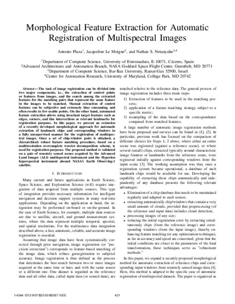 Pdf Morphological Feature Extraction For Automatic Registration Of