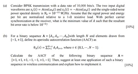 A ﻿consider Bpsk Transmission With A Data Rate Of