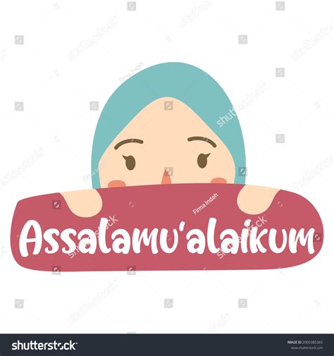 Illustration Character Greeting Assalamualaikum Stock Vector Royalty