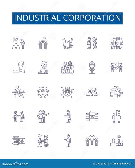Manufacturing Corporation Line Icons Collection Production Assembly Fabrication Plant