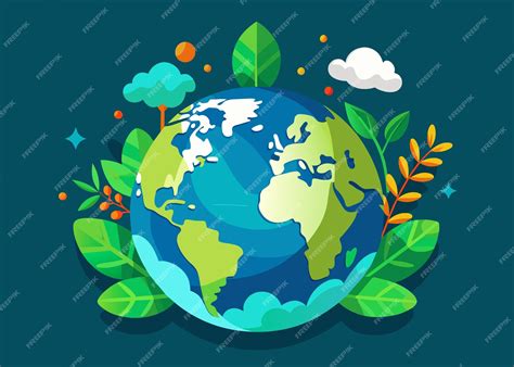 Premium Vector A Planet With A Plant And The Words Earth On It