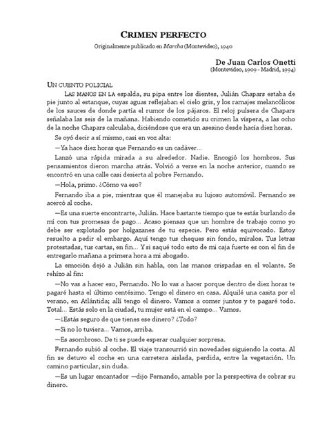 Crimen Perfecto Cuento De Jconetti Pdf